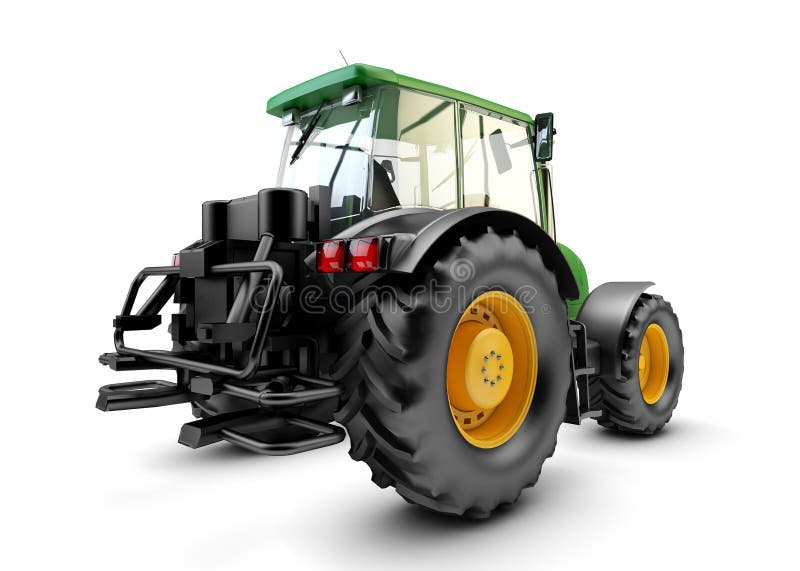 Parte Trasera De Un Tractor Agrícola Verde Moderno Y Potente Stock de ...