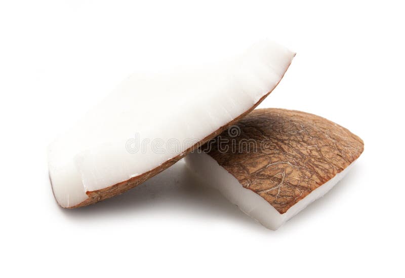 Partes do coco isoladas foto de stock. Imagem de marrom - 92887158