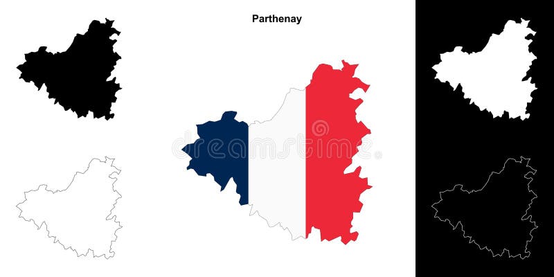 Parthenay outline map stock vector. Illustration of silhouette - 361903677