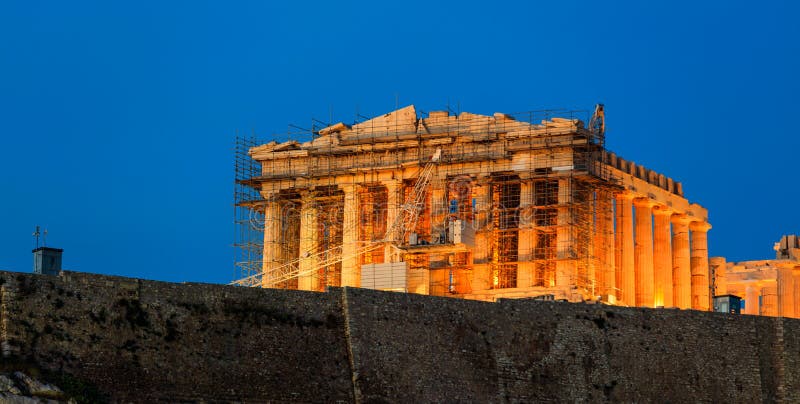 Parthenon at Acropolis of Athens, Greece - Restoration Works Stock ...