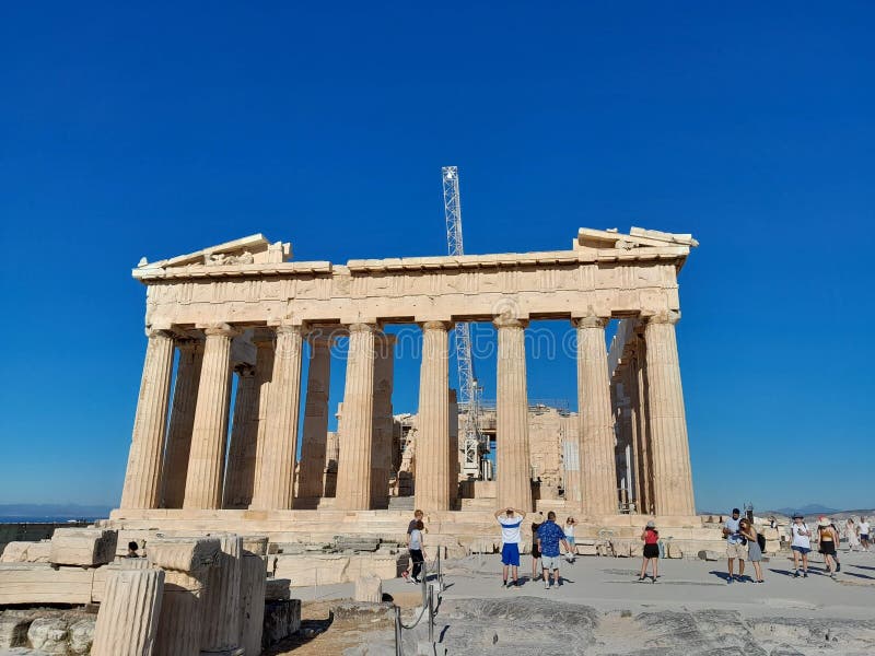 The Parthenon on the Acropolis of the Acropolis with Tourists in Front ...