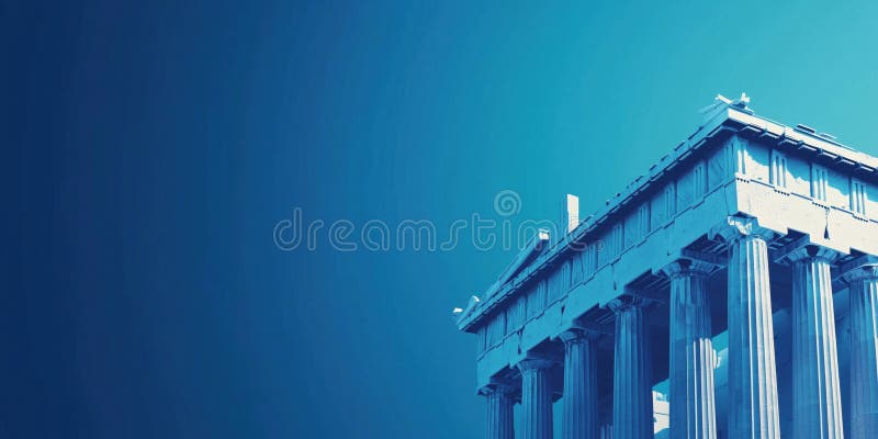 Parthenon Ancient Greek Temple Iconic Architecture Blue Background ...