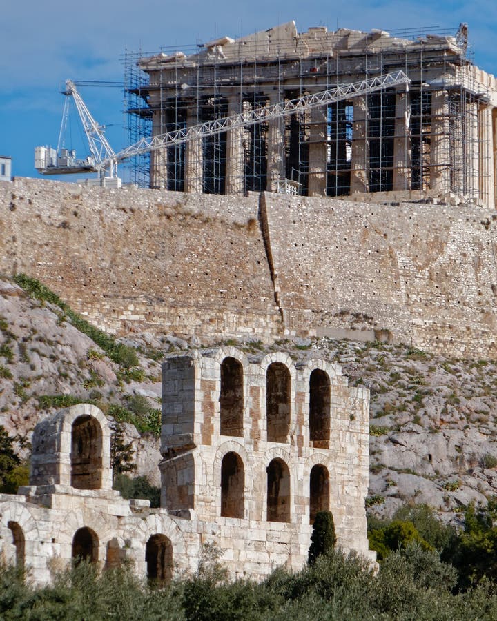 Parthenon Ancient Temple on Acropolis Hill, Athens Greece Stock Photo ...