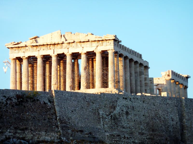 Athens, Acropolis Illuminated Under Full Moon Stock Photo - Image of ...
