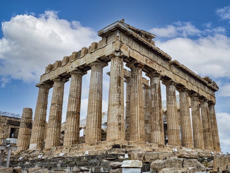 Parthenon Temple in Black and White Stock Photo - Image of scenic ...