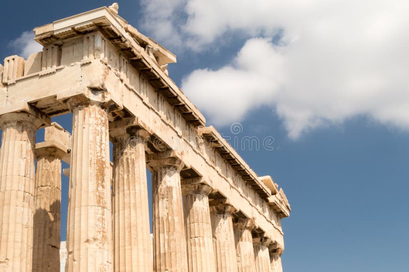 Parthenon with clouds stock image. Image of european - 181068965