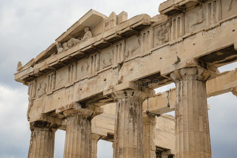 Parthenon Columns at Sky Background Stock Image - Image of marble ...