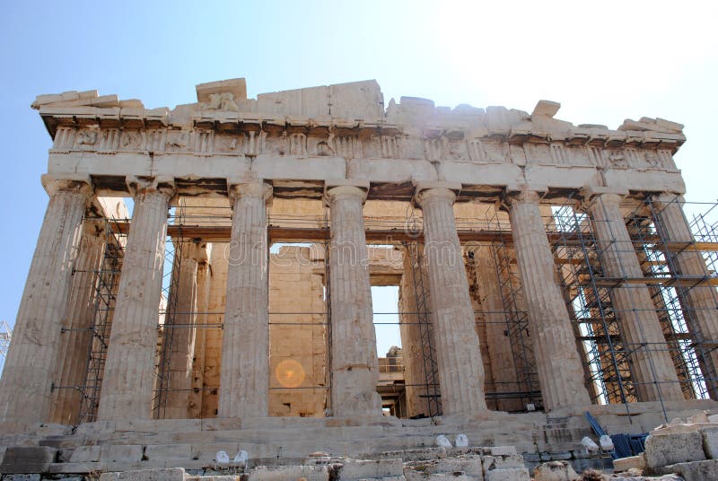 Parthenon Front Close Up View Stock Image - Image of poseidon, athens ...