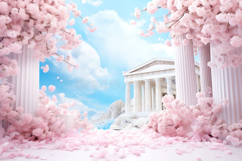 Parthenon Greek Landscape Background Stock Illustration - Illustration ...