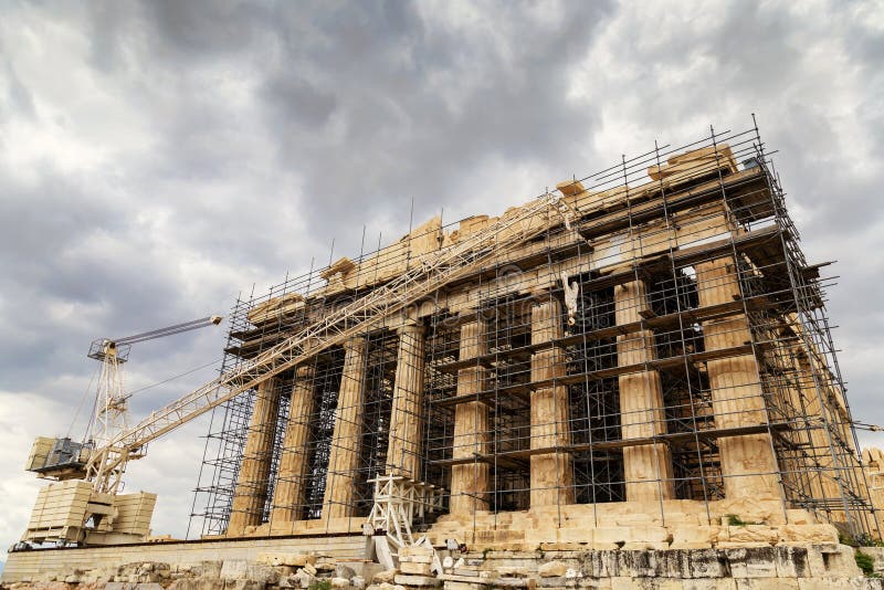 Parthenon Reconstruction at the Acropolis Stock Photo - Image of ...