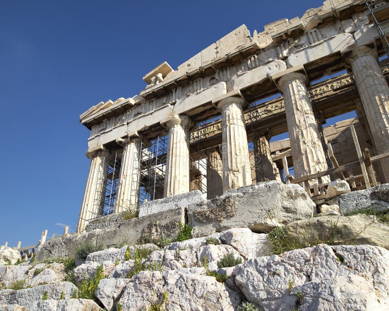 Parthenon temple Acropolis stock image. Image of blue - 18508519