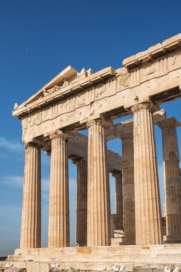 Columns of Parthenon Temple in Acropolis Stock Photo - Image of cloud ...