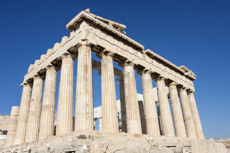 Columns of Parthenon Temple in Athenian Acropolis Stock Image - Image ...