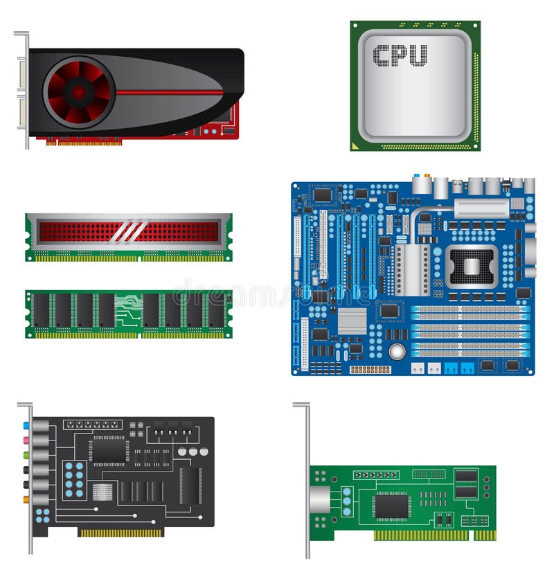 Parti del computer messe illustrazione vettoriale. Illustrazione di ...