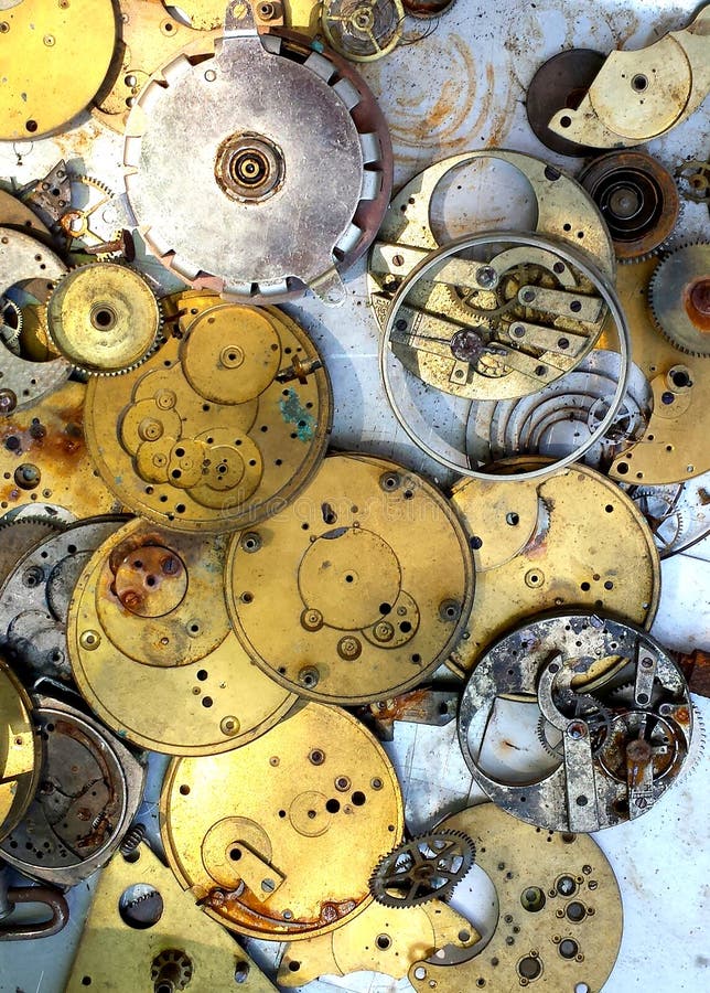Parti Dell'orologio: Raccolta Degli Ingranaggi Metallici D'annata Dell ...
