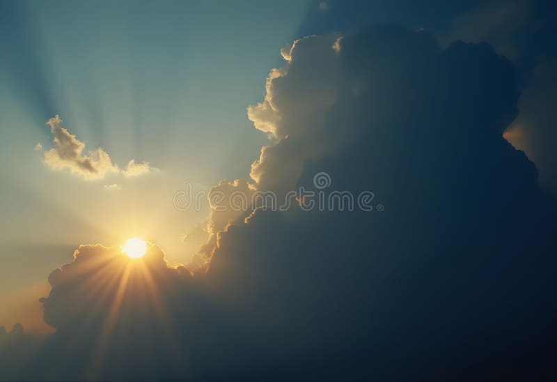 Partial Eclipse Over Towering Cumulonimbus Clouds Stock Illustration ...
