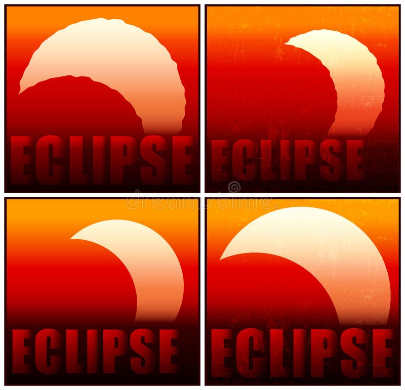 Partial Eclipse of the Sun Mini Set Stock Vector - Illustration of ...
