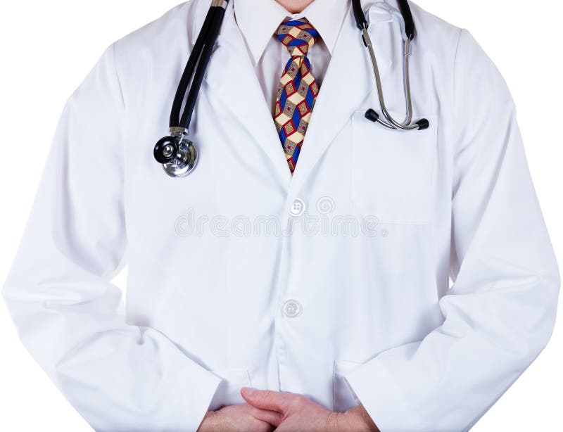 Partial Front View of Doctor with Stethoscope and White Jacket O Stock ...