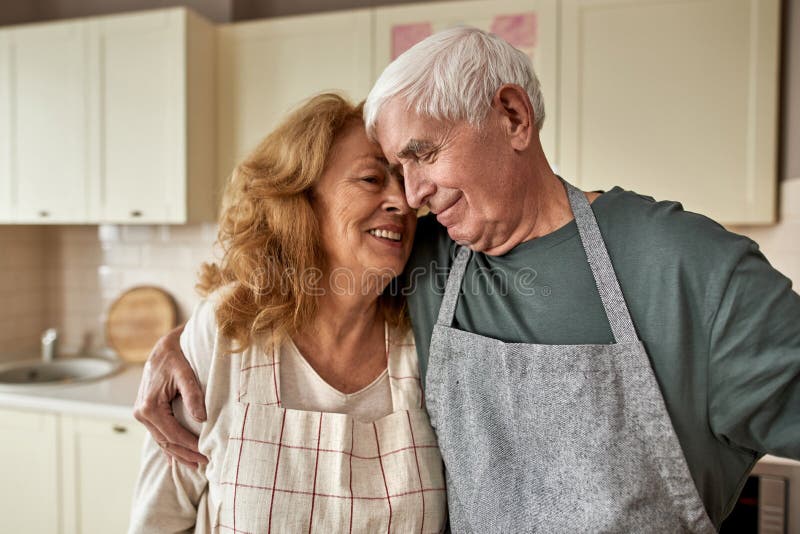 Partial Image Of Man Hug His Wife At Home Kitchen Stock Image Image