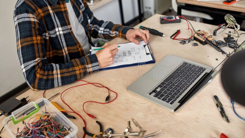 Partial Male it Technician Edit Technical Scheme Stock Image - Image of ...