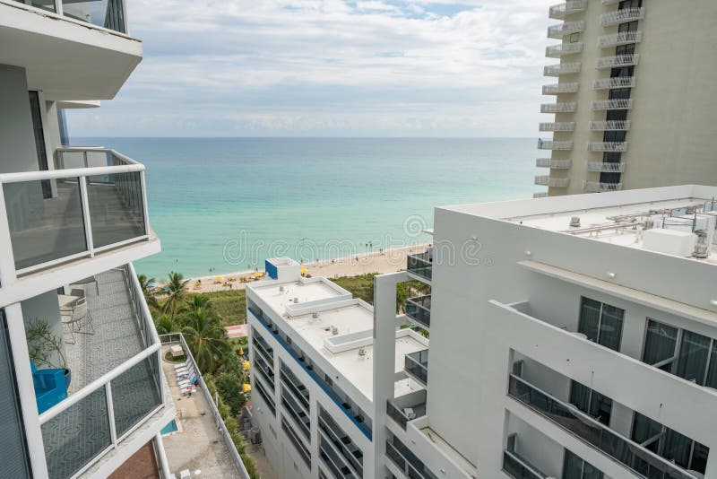 Partial Ocean View between Condominium Buildings Miami FL Stock Image ...