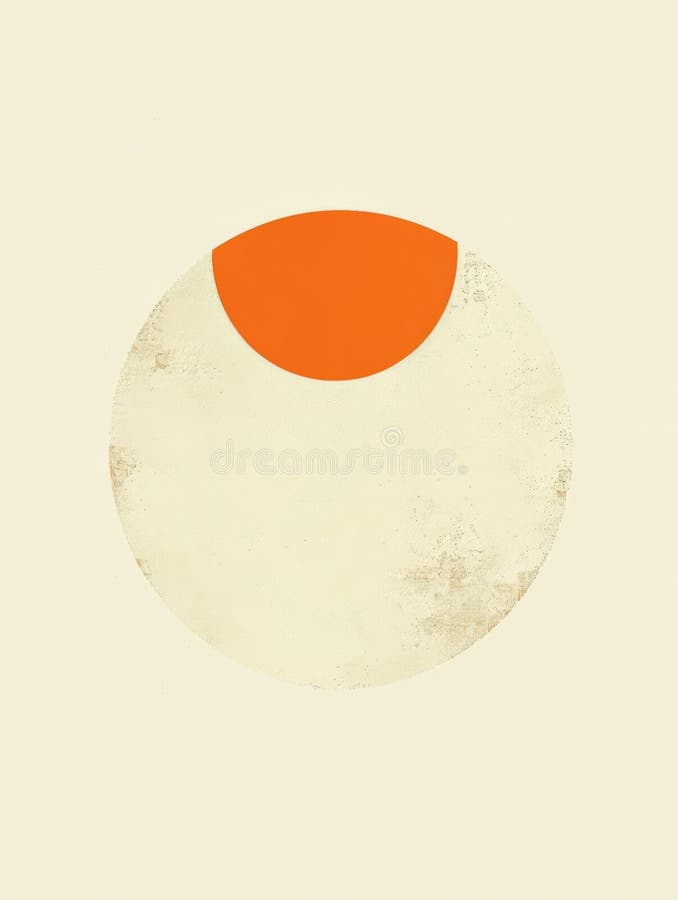 Partial Orange Circle with a Distressed Finish on a Neutral Background ...
