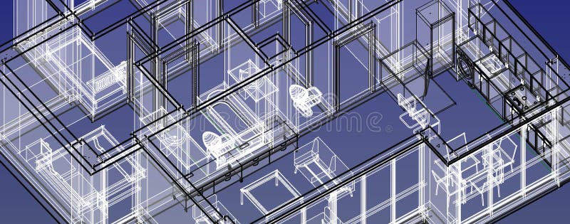 Abstract 3d Illustration of an Architectural Drawing of a Housing Unit ...