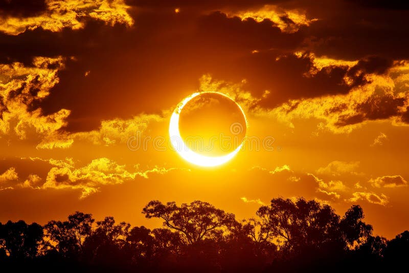 Partial Solar Eclipse in a Clear Sky. Stock Image - Image of mysterious ...