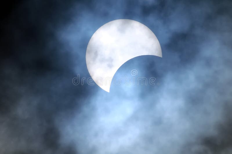 Partial Solar Eclipse stock photo. Image of shadow, lunar - 46708896