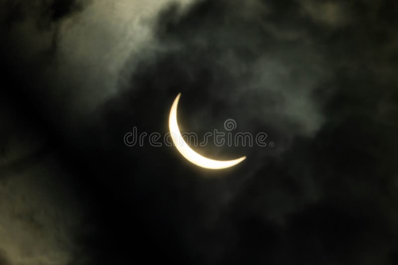 Partial Solar Eclipse High Contrast Close Up Stock Photo - Image of ...
