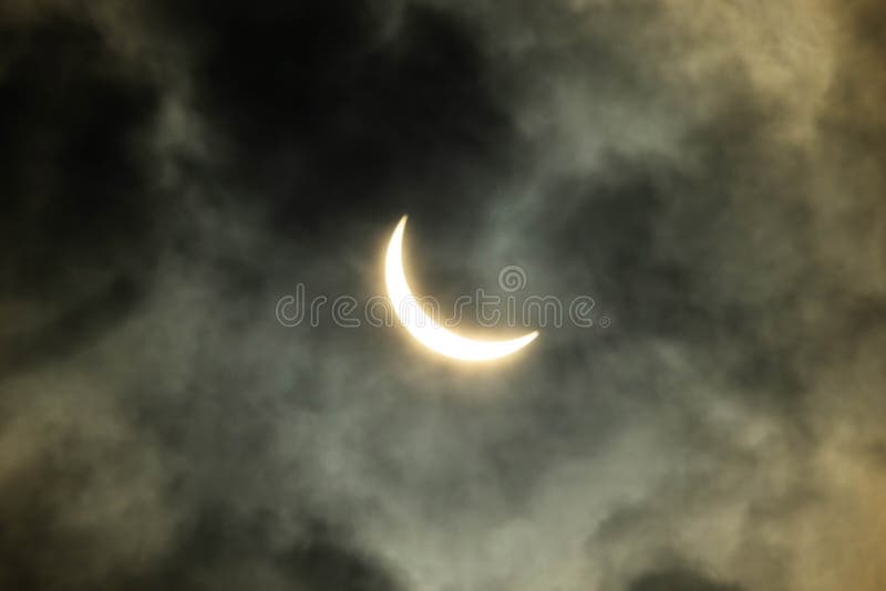 Partial Solar Eclipse High Contrast Close Up Stock Photo - Image of ...