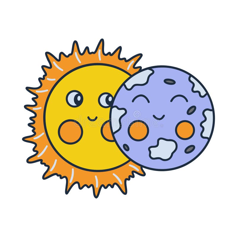 Partial Solar Eclipse, Initial Phase. Hand Drawn Vector Stock Vector ...