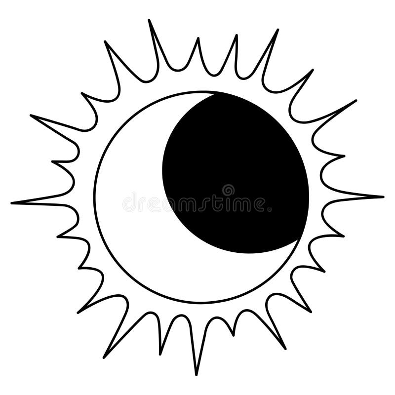 Partial Solar Eclipse Line Icon Stock Vector - Illustration of thin ...