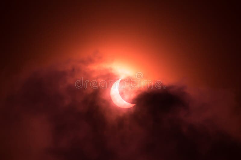 Partial solar eclipse stock image. Image of space, satelite - 65616843