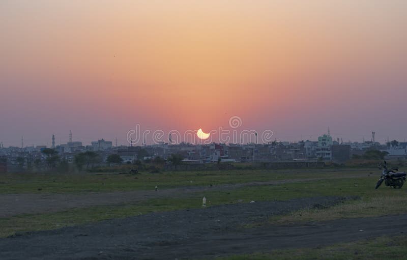 Partial Solar Eclipse 25 October 2022 India Landscape Shot Stock Image ...