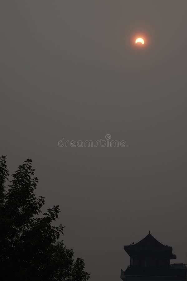 A Partial Solar Eclipse Over the Sky Stock Photo - Image of shot, solar ...