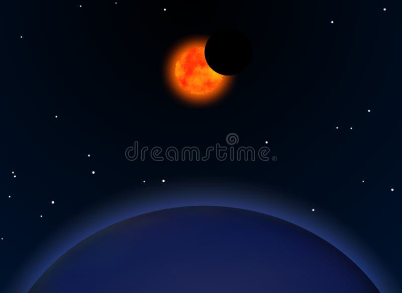 Partial Solar Eclipse from Space Graphic Design Stock Illustration ...