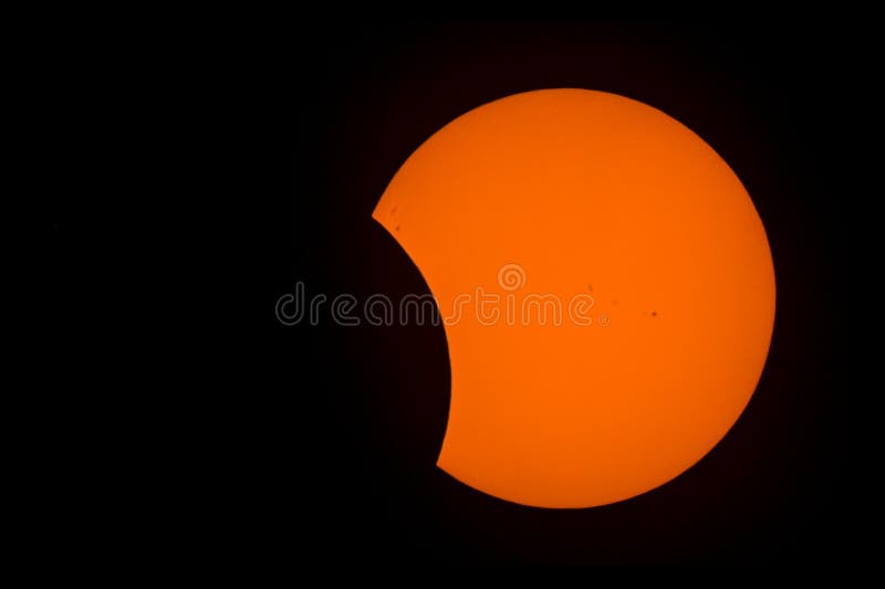 Partial Solar Eclipse with Sunspots Stock Image - Image of cosmos, star ...