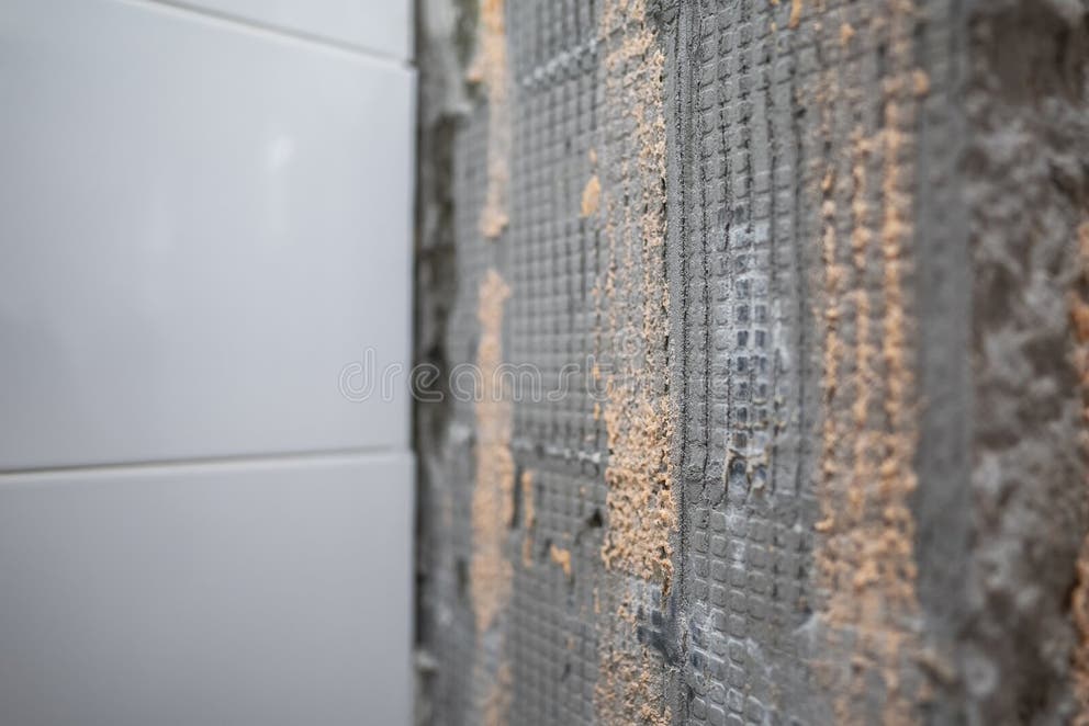 Partial tiling on one wall stock image. Image of ceramic - 369117267