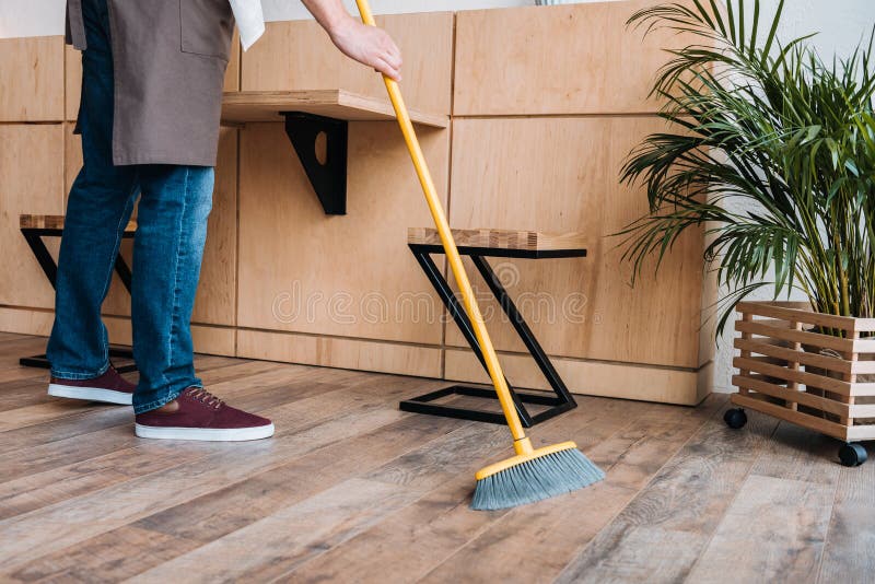 Broom on floor stock photo. Image of brooming, house - 145164688
