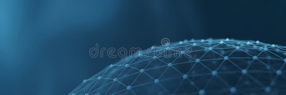 Partial View of a Blue Digital Network Sphere Nodes Stock Illustration ...