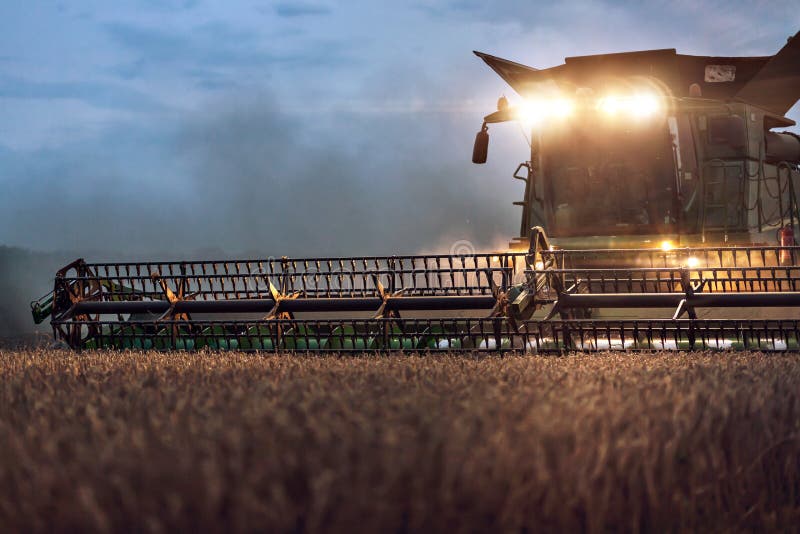 Partial View of a Combine on a Field at Night Stock Image - Image of ...