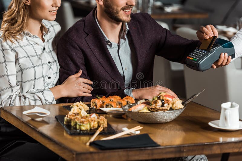 Paying for Dinner - Georgian Currency Laying on Wooden Restaurant Table ...