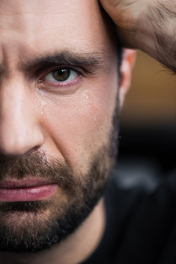 View of Crying Man with Tears on Face Looking at Camera Stock Photo ...