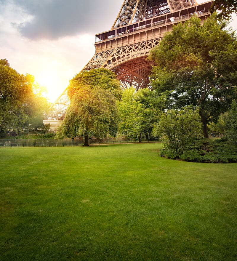 View of Eiffel Tower and Paris. Stock Image - Image of france, sunrise ...