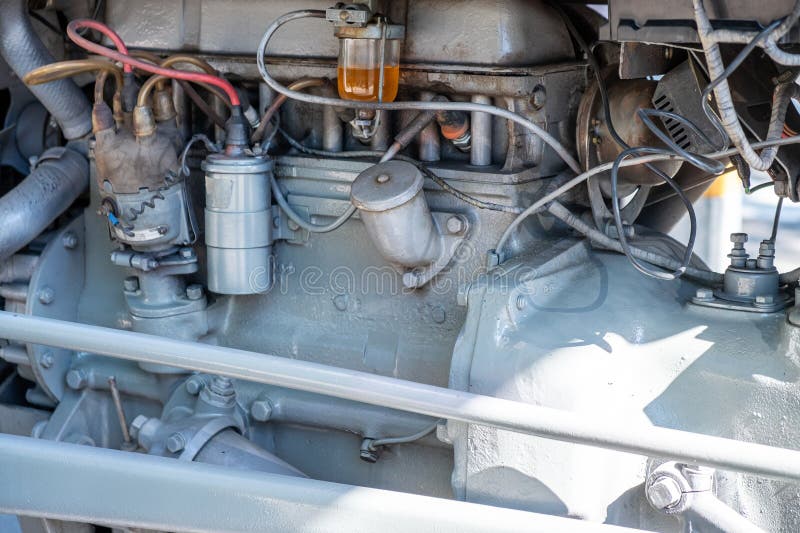 Partial View of the Engine of an Antique Restored Tractor, Agricultural ...