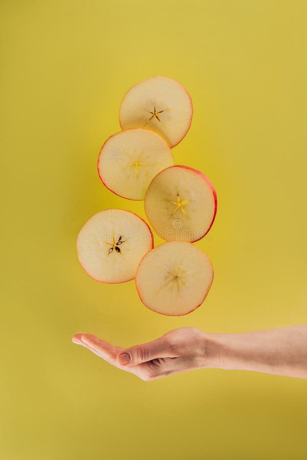 Partial View of Female Hand and Levitating Pieces of Stock Photo ...