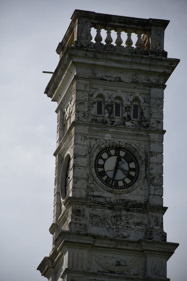Partial View of the Old Dutch Clock Tower Against Cloudy Sky in Matara ...