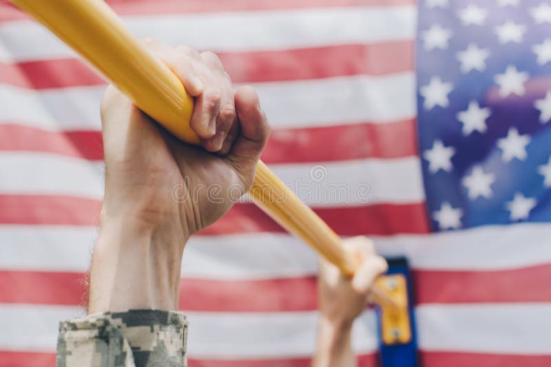 Soldier Pulling Safety Pin Out of Hand Grenade on Light Grey Background ...