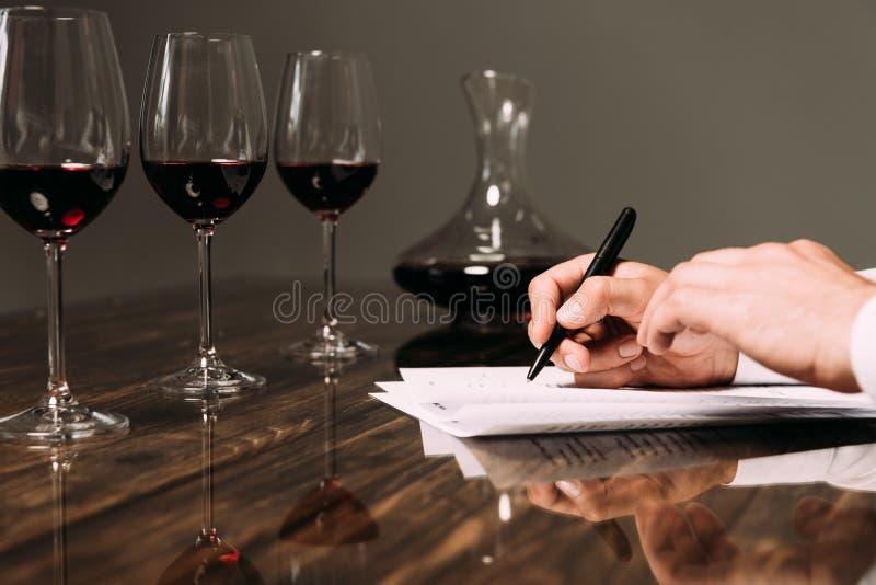 Partial View of Sommelier Writing Stock Photo - Image of wine ...
